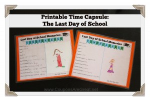 Printable Last Day of School Certificate: Time Capsule Memories