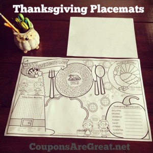 Printable Thanksgiving Placemats for Kids