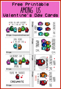 Free Printable Among Us Valentine's Day Cards